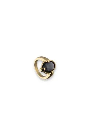 UNODE50 18k -plated Ring With Black Faceted Crystal