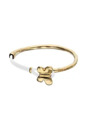 UNODE50 Leather Bracelet With Gold-tone Butterfly