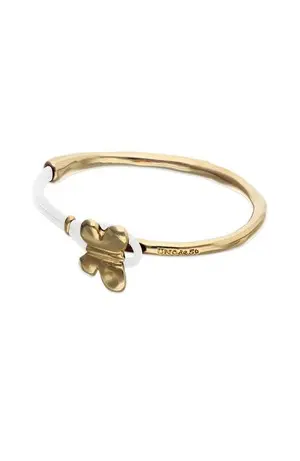 UNODE50 Leather Bracelet With Gold-tone Butterfly