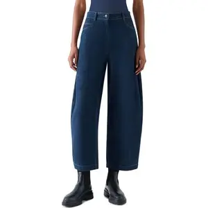 Akris Farrow Crop Barrel Leg Jeans - Blue Denim