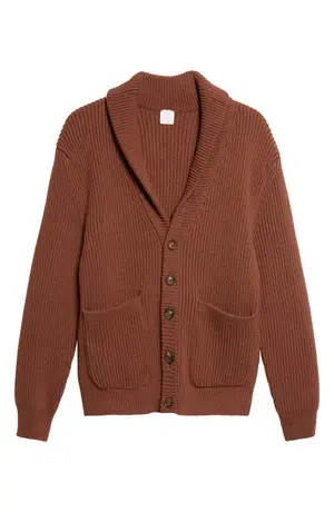 Eleventy Rib Shawl Collar Wool Cardigan