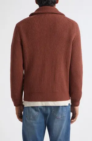 Eleventy Shawl Collar Ribbed Wool Cardigan