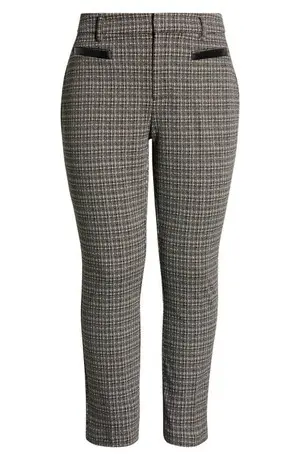 LIVERPOOL Faux Leather Trim Checkered Tapered Pants