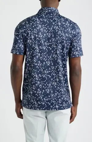 G/fore Wildflower Tech Jersey Polo Shirt - Twilight/snow