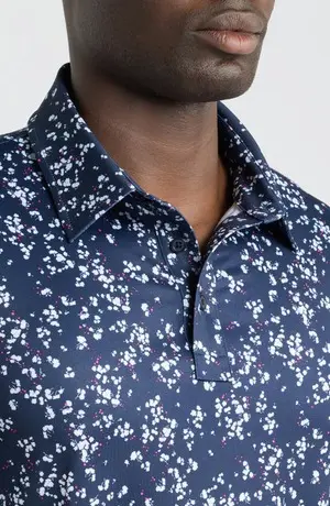 G/fore Wildflower Tech Jersey Polo Shirt - Twilight/snow