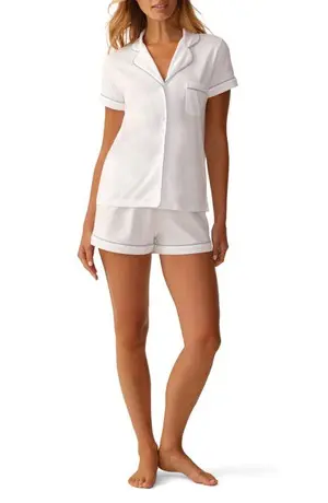 PETITE PLUME Pima Cotton Short Pajamas - White