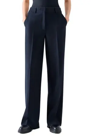 Akris Chiaro Virgin Wool Blend Straight Leg Pants