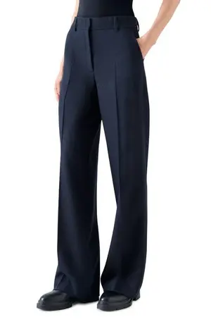 Akris Chiaro Virgin Wool Blend Straight Leg Pants