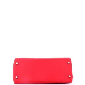Hermès Kelly Handbag Verso Evercolor With Palladium Hardware 28 - Red