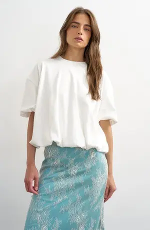 Topshop Bubble Hem T-shirt - Ivory