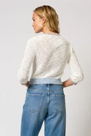 Central Park West Ora Melange Crochet Sweater