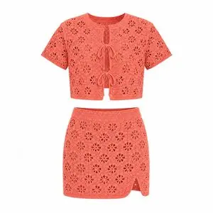 MUCHE & MUCHETTE Shara Crop Top & Mini Skirt Set - Orange
