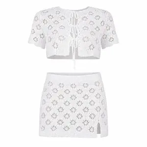 MUCHE & MUCHETTE Shara Crop Top & Mini Skirt Set - White