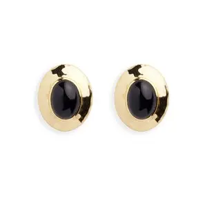Argento Vivo Terra Studs — Onyx - Gold