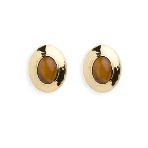 Argento Vivo Terra Studs — Tiger's Eye