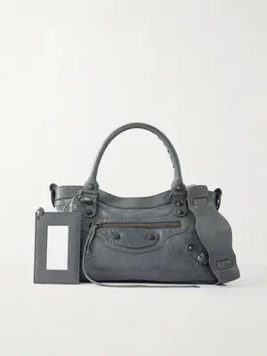Balenciaga Le City Crinkled-leather Shoulder Bag - Gray