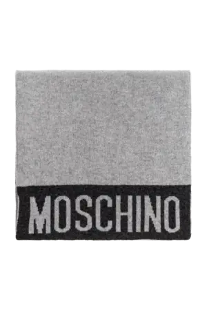 Moschino Scarf With Logo - Grey