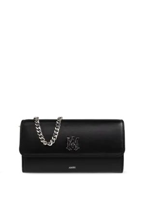 Amiri Leather Wallet On A Chain - Black