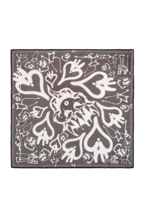 Y3 Silk Scarf With Print - Black