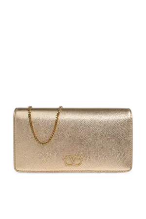 Valentino Garavani Leather Bag With Logo - Gold