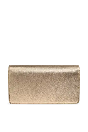 Valentino Garavani Leather Clutch With Crystal Embellished Logo