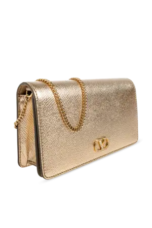 Valentino Garavani Leather Clutch With Crystal Embellished Logo