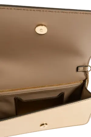 Valentino Garavani Leather Clutch With Crystal Embellished Logo