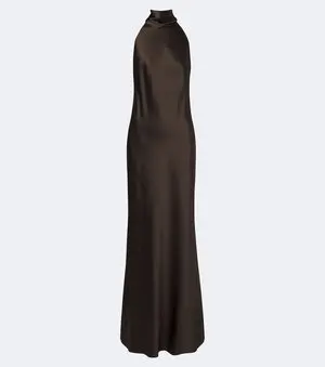 Ralph Lauren Chilton Halterneck Satin Gown - Brown