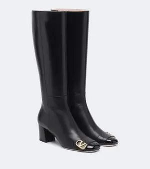 Valentino Garavani V Vlogo Leather Knee-high Boots - Black
