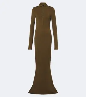 MUGLER Wool-blend Jersey Polo Dress