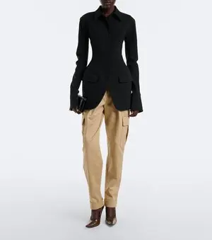 MUGLER Pleated Cotton-blend Cargo Pants