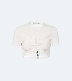 Christopher Esber Embellished V-neck Crop Top - White
