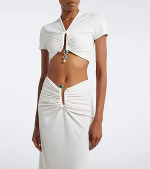 Christopher Esber Embellished V-neck Crop Top