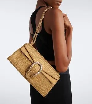 Gucci Dionysus Small Embellished Suede Shoulder Bag