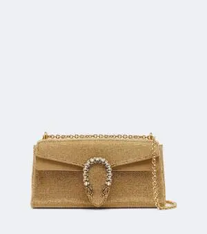 Gucci Dionysus Small Embellished Suede Shoulder Bag - Gold