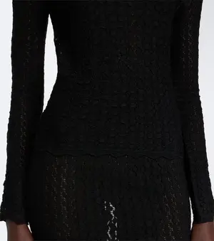 Saint Laurent Pointelle Knit Crewneck Top