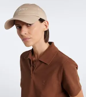 Saint Laurent Logo Cotton Gabardine Baseball Cap