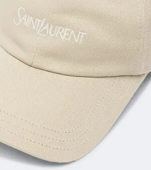 Saint Laurent Logo Cotton Gabardine Baseball Cap