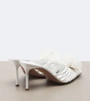 AQUAZZURA Wild Bloom Appliqué Satin Mules - White