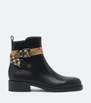 Burberry Huntley Check Leather Ankle Boots