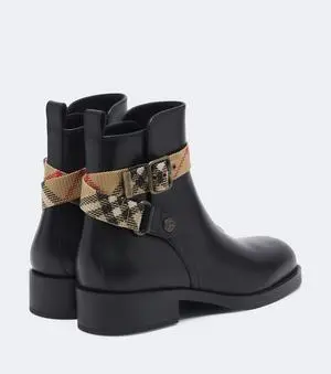 Burberry Huntley Check Leather Ankle Boots