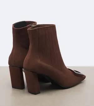 ROGER VIVIER Belle Vivier Suede Ankle Boots - Brown