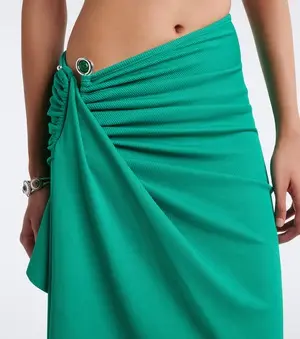 Christopher Esber Crystal Pendant Jersey Midi Skirt