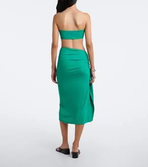 Christopher Esber Crystal Pendant Jersey Midi Skirt