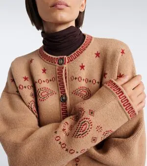 Alanui Bandana Jacquard Wool And Cashmere Cardigan