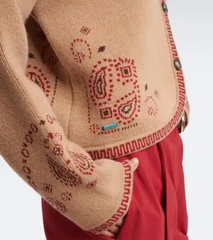 Alanui Bandana Jacquard Wool And Cashmere Cardigan