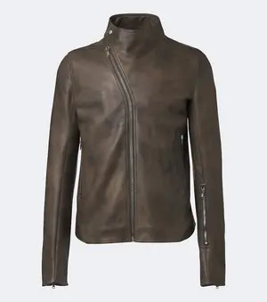 Rick Owens Leather Biker Jacket - Grey