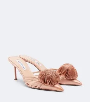 AQUAZZURA Wild Bloom Floral-appliqué Satin Mules