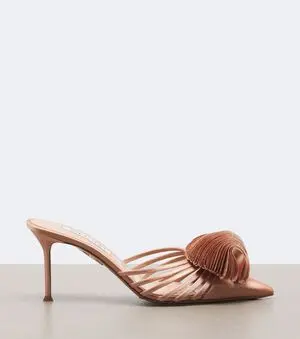 AQUAZZURA Wild Bloom Floral-appliqué Satin Mules