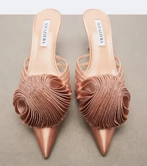 AQUAZZURA Wild Bloom Floral-appliqué Satin Mules